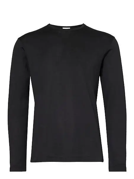 Sunspel Sun Crew-neck Long-sleeve Cotton-jersey T-shirt Xxl - Black