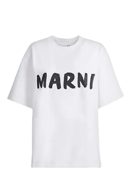 Marni Boxy-fit Logo-print T-shirt - Lily White