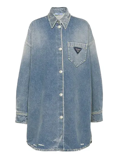 Prada Oversized Cotton Denim Shirt - Blue