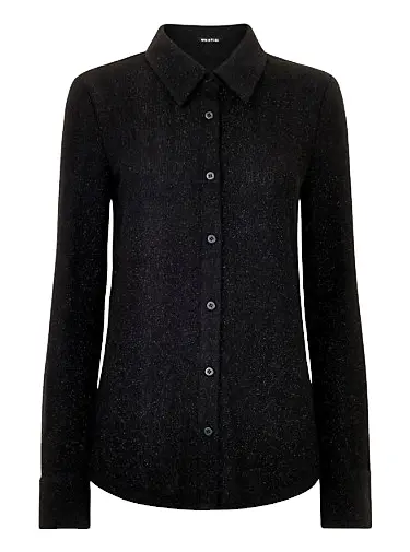 Whistles Eva Sparkle Slim-fit Stretch-woven Shirt - Black