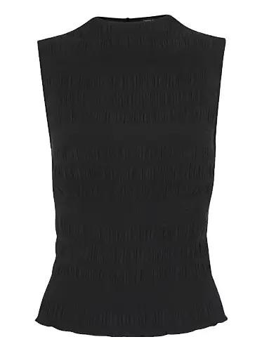 Whistles Plisse Sleeveless Top - Black