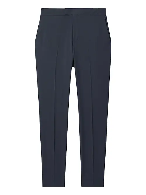 REISS Pressed-crease Straight-leg Trousers - Airforce Blue