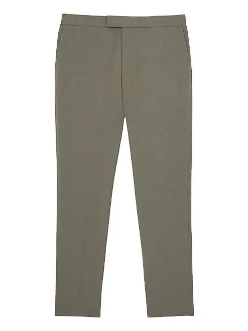 REISS Pressed-crease Stretch-woven Trousers - Dark Sage Green
