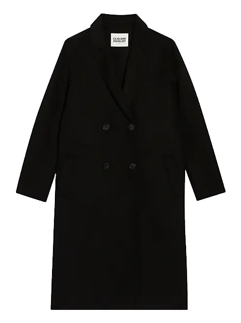 Claudie Pierlot Galant Double-breasted Wool-blend Coat - Noir / Gris