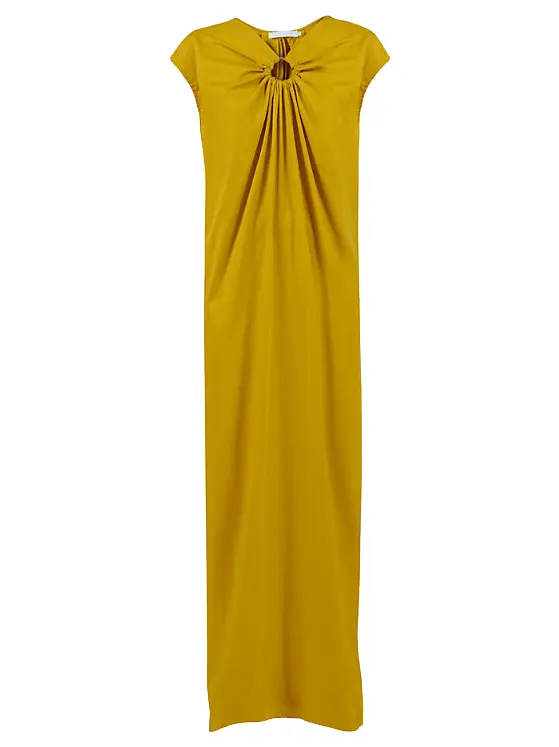 LEEM Cut-out Gathered Maxi Dress - Mustard