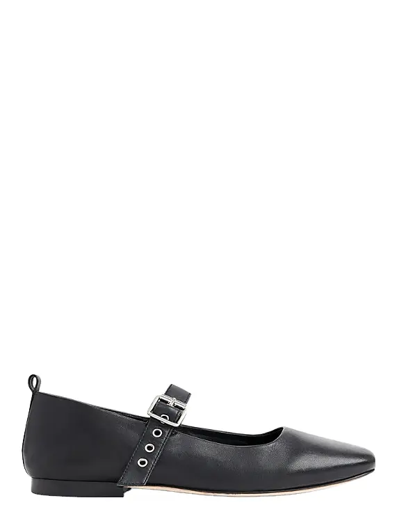 Whistles Elba Eyelet-embellished Leather Ballet Flats - Black