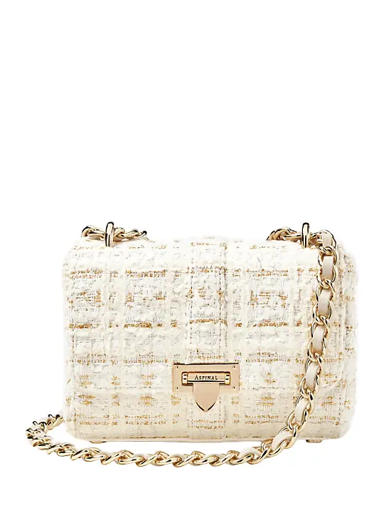 ASPINAL OF LONDON Lottie Tweed Shoulder Bag - Ivory