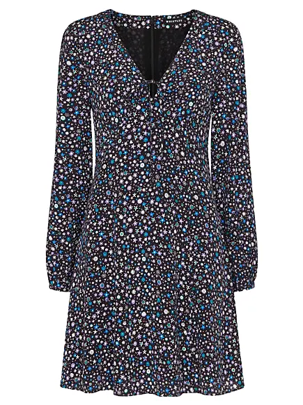 Whistles Floral-print Woven Mini Dress - Black