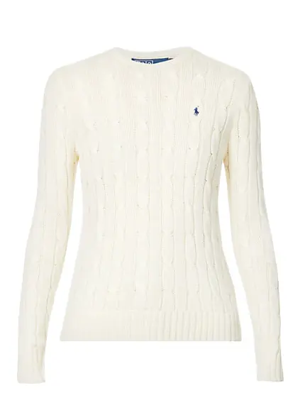 Polo Ralph Lauren Julianna Brand-embroidered Cotton-knit Jumper - Cream