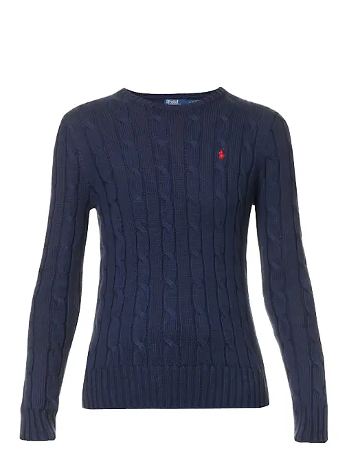 Polo Ralph Lauren Julianna Brand-embroidered Cotton-knit Jumper - Hunter Navy