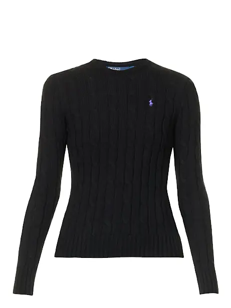 Polo Ralph Lauren Julianna Brand-embroidered Cotton-knit Jumper - Polo Black