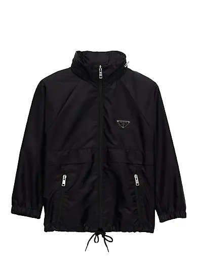 Prada Logo-plaque Raglan-sleeve Nylon Rain Jacket - Black
