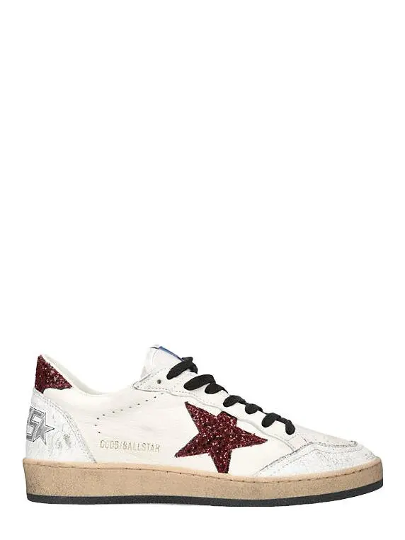 GOLDEN GOOSE Ball Star Leather Low-top Trainers - White/red