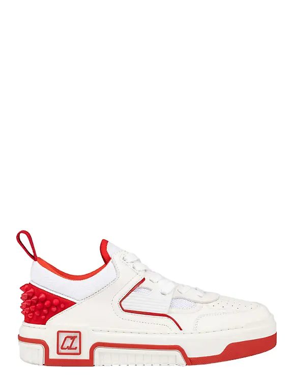 CHRISTIAN LOUBOUTIN Astroloubi Studded Leather Low-top Trainers - White/loubi