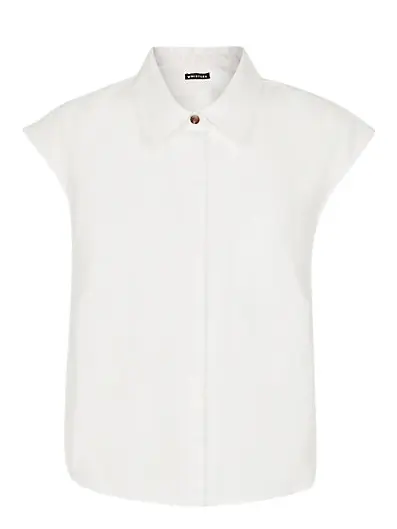 Whistles Olivia Sleeveless Linen Shirt - White