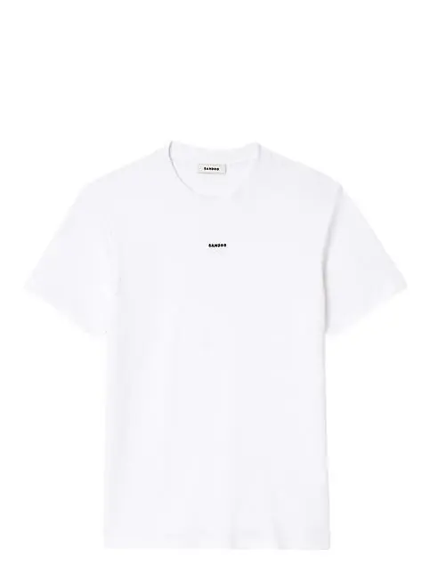 Sandro Logo-embroidered Short-sleeves Cotton-jersey T-shirt - Naturels