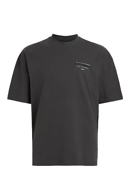 ALLSAINTS Redact Embroidered-box Cotton T-shirt - Washed Black