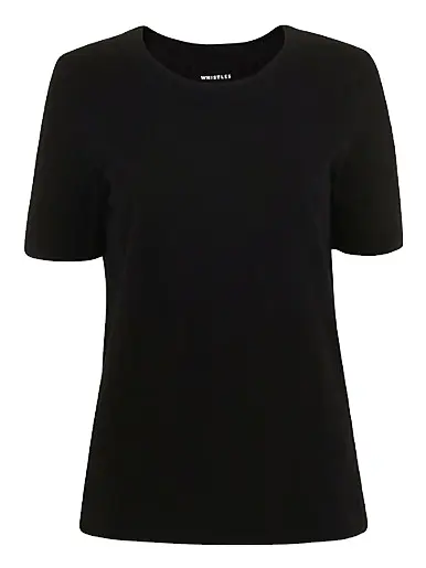 Whistles Rosa Double-trim Cotton T-shirt - Black