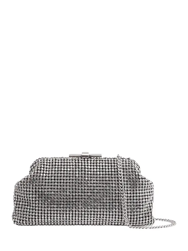 REISS Adaline Crystal-embellished Woven Clutch Bag - Silver