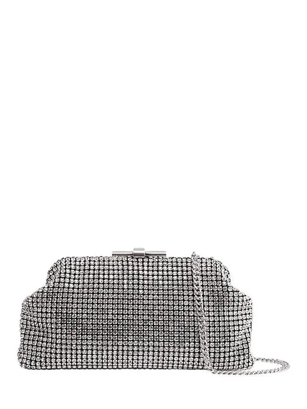 REISS Adaline Crystal-embellished Woven Clutch - Silver