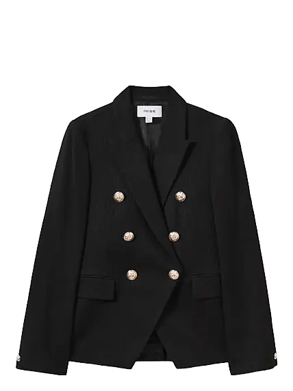 REISS Tally Double-breasted Wool-blend Blazer - Black
