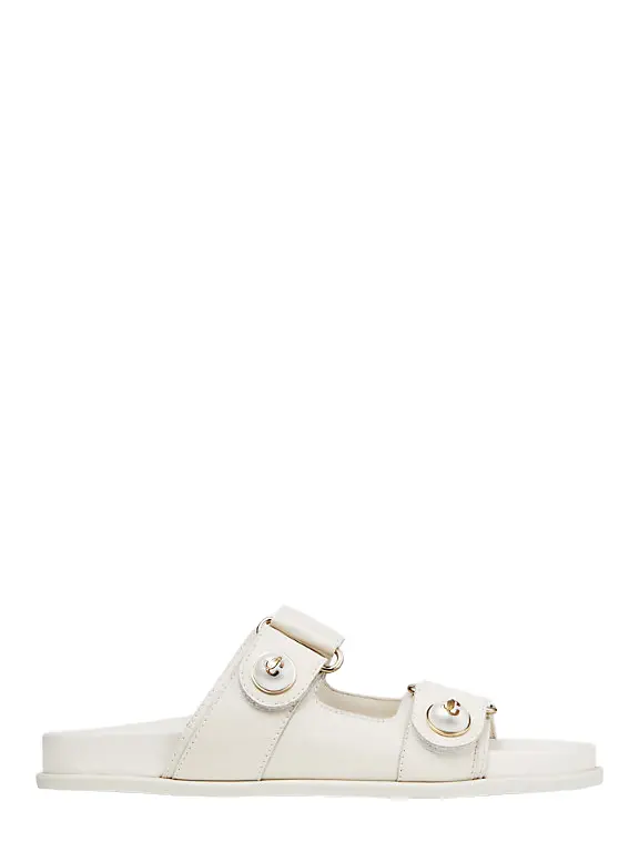 JIMMY CHOO Fayence Pearl-embellished Leather Sandals - Latte