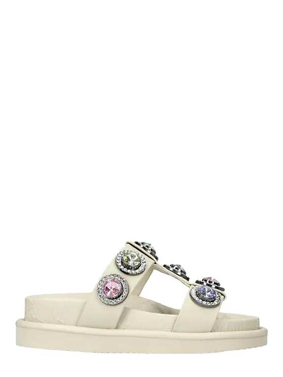 Kurt Geiger Orson Crystal-embellished Faux-leather Sandal - Bone/comb
