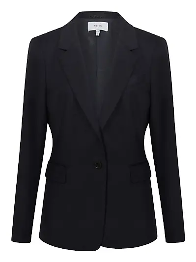 REISS Haisley Single-breasted Wool-blend Blazer - Navy