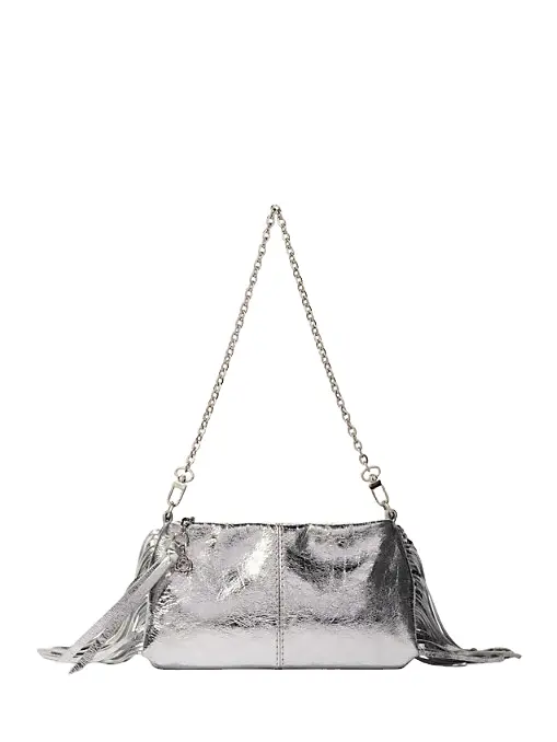 Maje Tassel-embellished Chain-strap Leather Bag - Noir / Gris