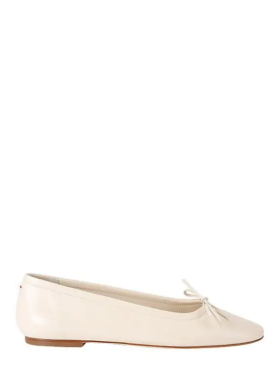 AeydĒ Delfina Bow-embellished Leather Ballet Flats - Cream