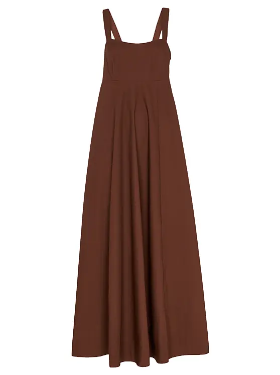 Whistles Anna Sleeveless Cotton Maxi Dress - Brown