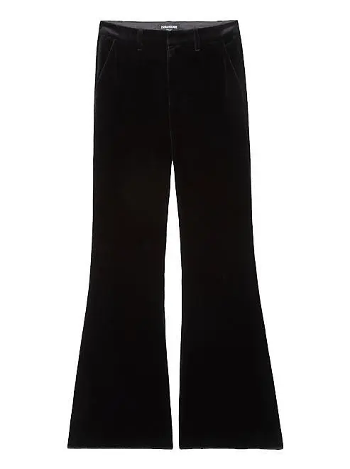 Zadig&Voltaire Flared-leg Mid-rise Cotton- Trousers - Black