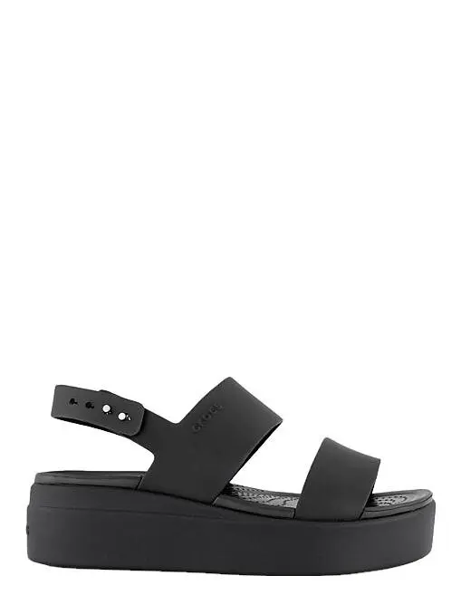 CROCS Brooklyn Double-strap Low-wedge Rubber Sandals - Black