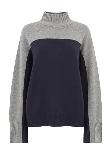 Whistles Colour-block Relaxed-fit Wool Jumper - Blue