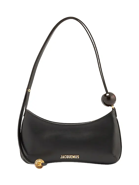 Jacquemus Le Bisou Perle Leather Shoulder Bag - Black