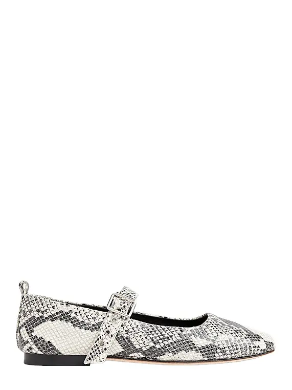 Whistles Snake-print Leather Ballet Flats - Black