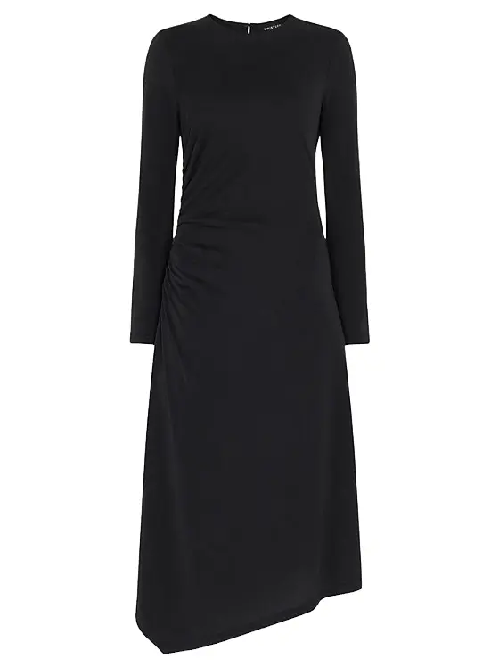 Whistles Ruched Modal-blend Jersey Midi Dress - Black