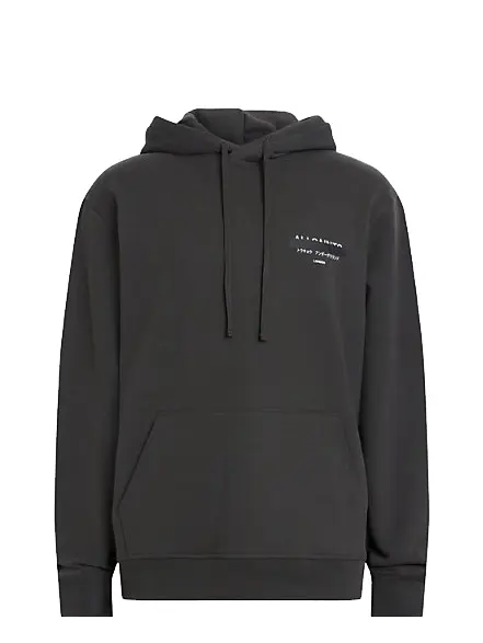 ALLSAINTS Logo-embroidered Cotton-jersey Hoody - Washed Black