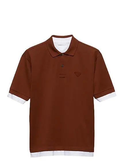 Prada Conceptual-triangle Cotton Polo Shirt - Brown