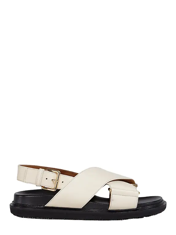 Marni Fussbett Crossover Leather Sandals - Silk White