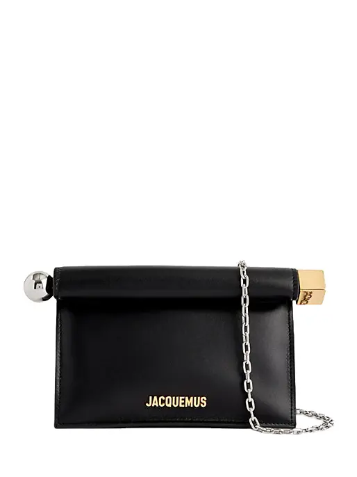 Jacquemus La Petit Pochette Rond Leather Clutch - Black