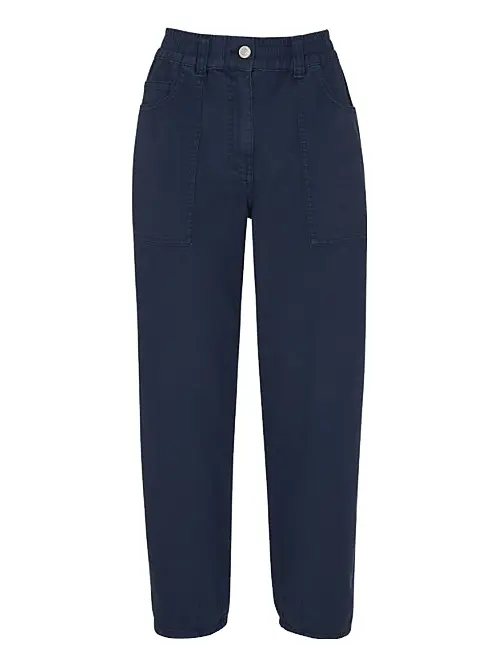 Whistles Tessa Cropped Mid-rise Cotton Trousers - Navy
