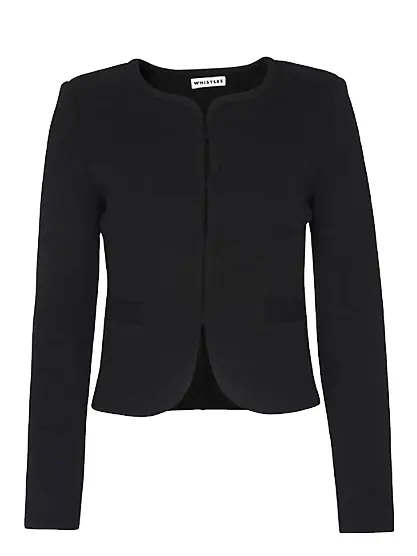 Whistles Collarless Cropped Cotton-jersey Jacket - Black