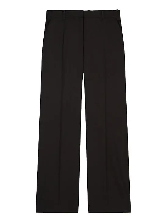 The Kooples Pressed-crease Straight-leg Wool Trousers - Black