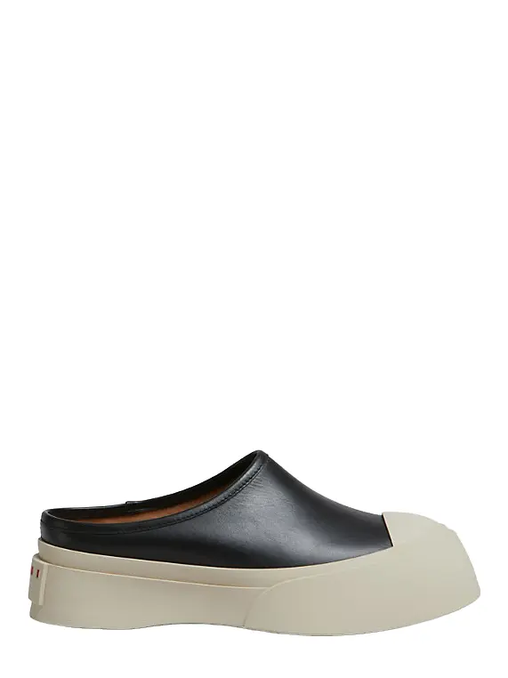 Marni Logo-embossed Backless Leather Trainers - Black