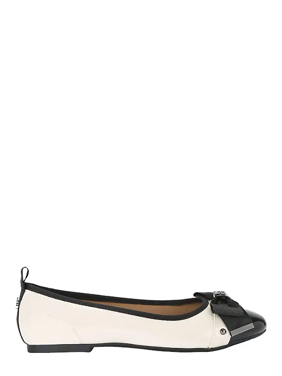 Kurt Geiger Megan Bow-embellished Faux-leather Flat Courts - Bone