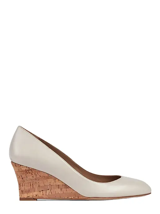 LK BENNETT Eevi Cork-heel Leather Wedges - Cre-ecru