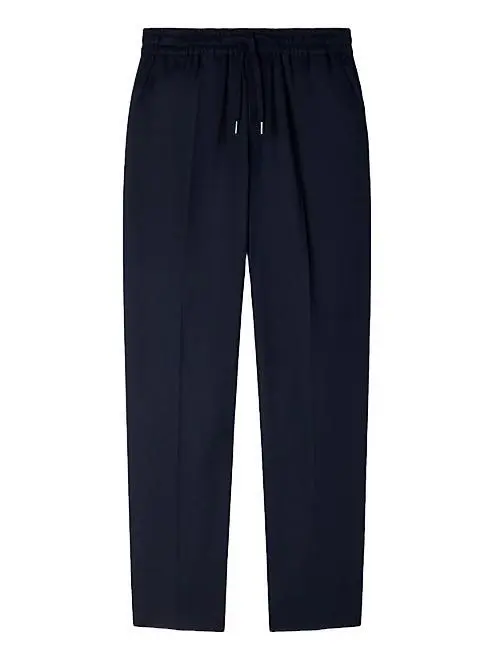 Sandro Tapered Stretch-cotton Blend Trousers - Midnight Blue