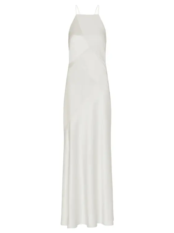 Whistles Eileen High-neck Silk Maxi Dress - Cream