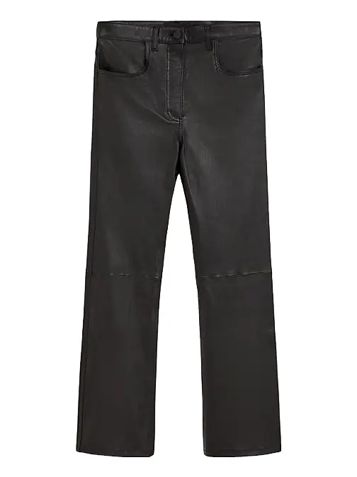 JOSEPH Duke Flared-leg Mid-rise Leather Trousers - Black